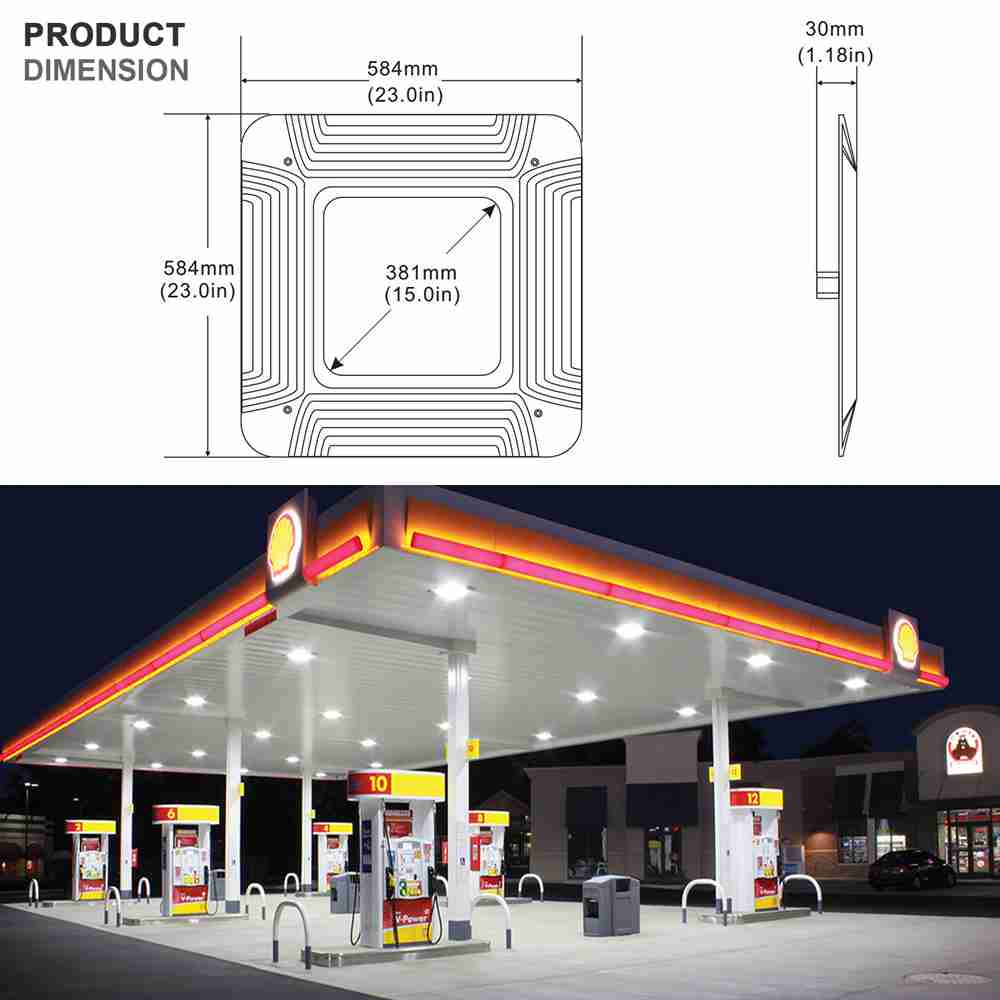 LED Canopy Lights Gas Station 150W 5000K 19,000Lm with 100-277VAC – Eco ...