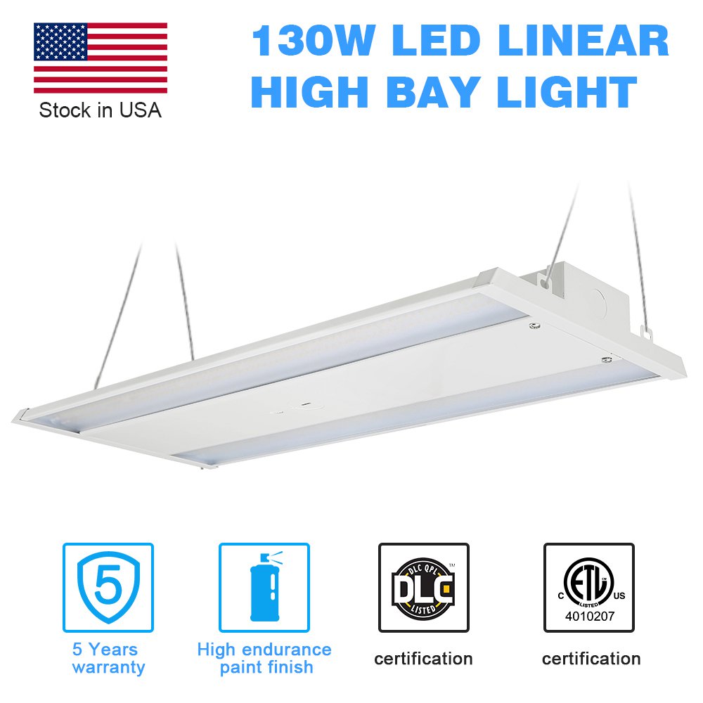 Linear High Bay Fixture 130W 5000K with 18,500Lm 120-277VAC for ...